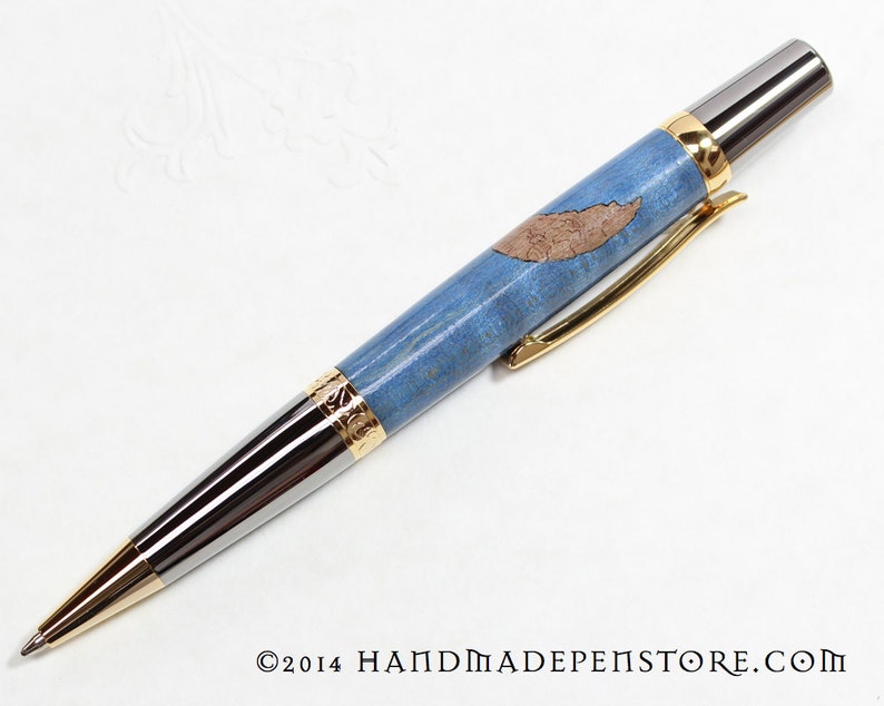 Handmade Sea Turtle Inlay Ballpoint Pen – Black Titanium & Titanium ...