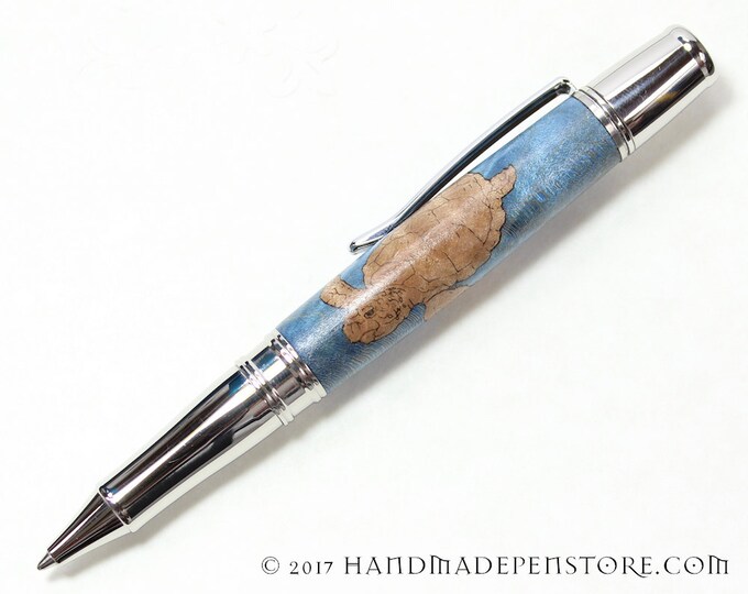SEA TURTLE Inlayed Wood Pen Handmade in Stainless Steel Liberty Style ...