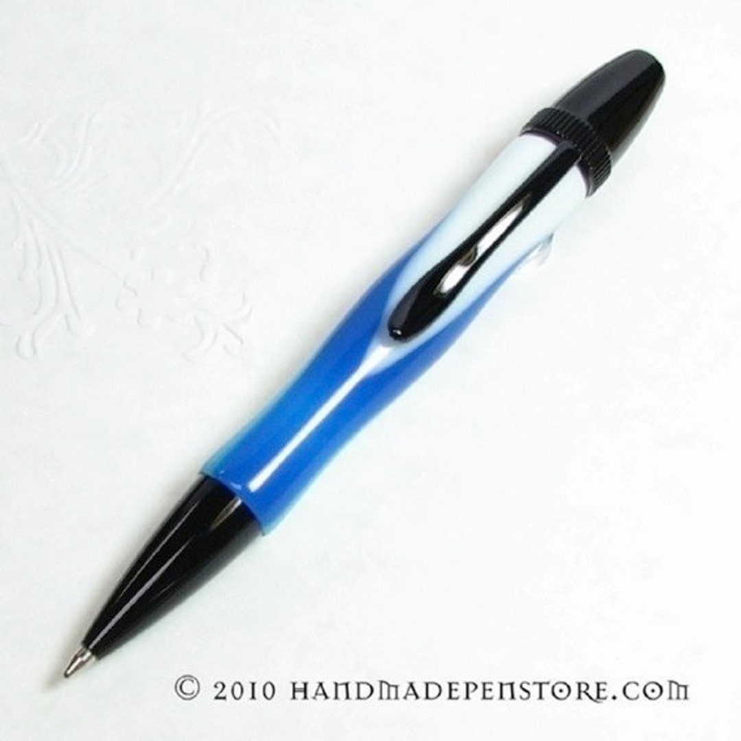 Polaris / Atlas Style HANDMADE Pen in SKY (blue and White) Acrylic With ...