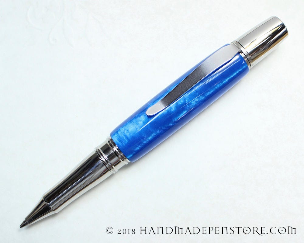 DYNA BLUE Acrylic and Stainless Steel Handmade Pen in Liberty Style - Etsy