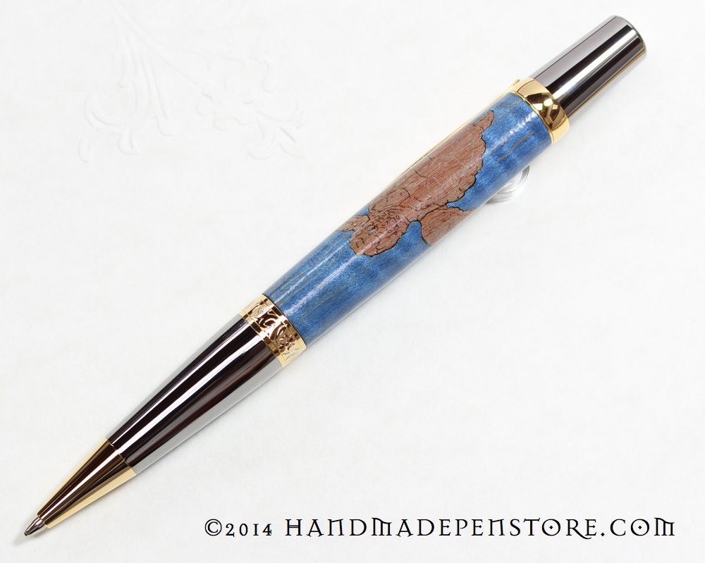 Handmade Sea Turtle Inlay Ballpoint Pen – Black Titanium & Titanium ...