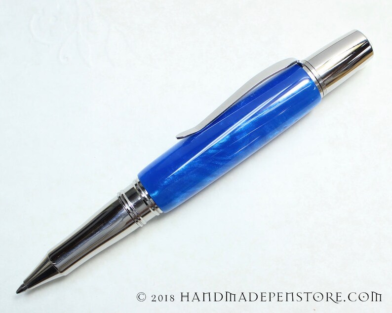 DYNA BLUE Acrylic and Stainless Steel Handmade Pen in Liberty Style - Etsy