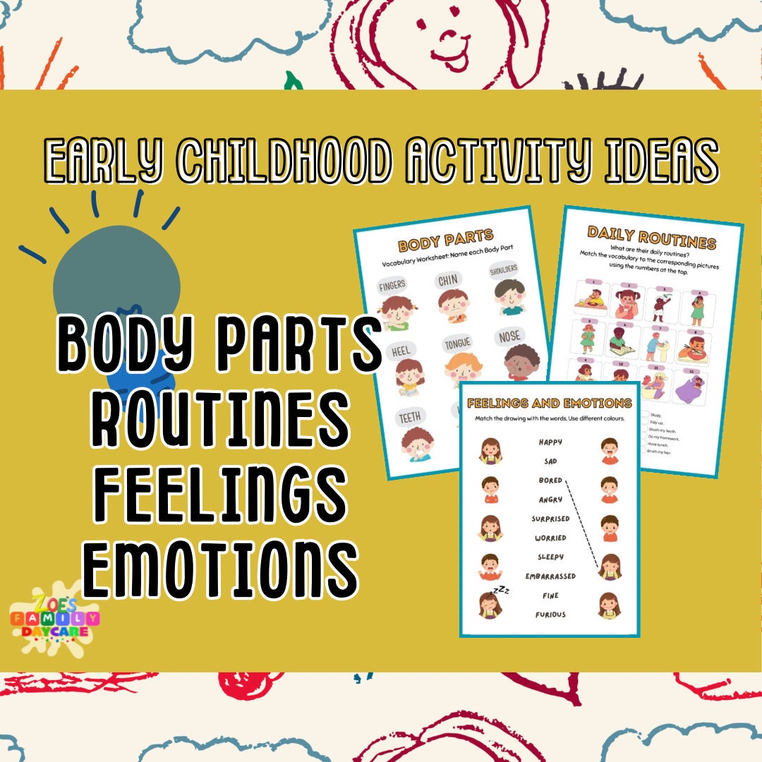 Body Parts, Daily Routines, Feeling & Emotions Worksheet Activity ...