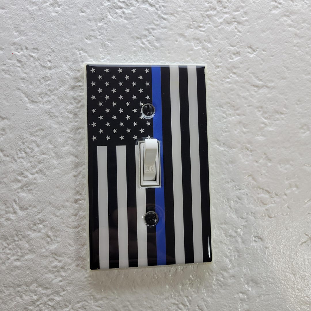 American Flag Blue Line Switch Plate: 3D Wall Decor - Etsy