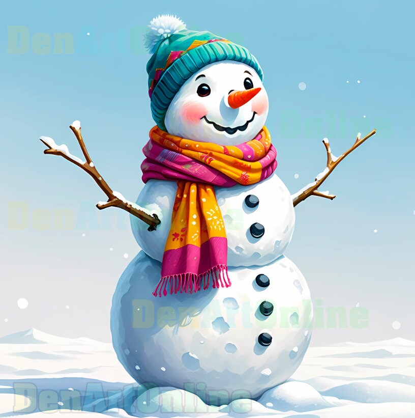 Fun Snowmen in Winter Scenery Clipart Bundle 10 High Quality Jpgs ...