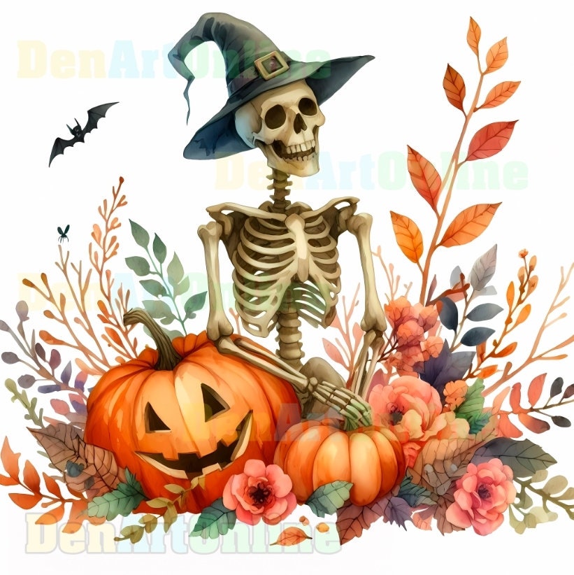 Halloween Skeleton 22 JPG - 300 DPI, Fall, Pumpkin, Spooky Season, the ...