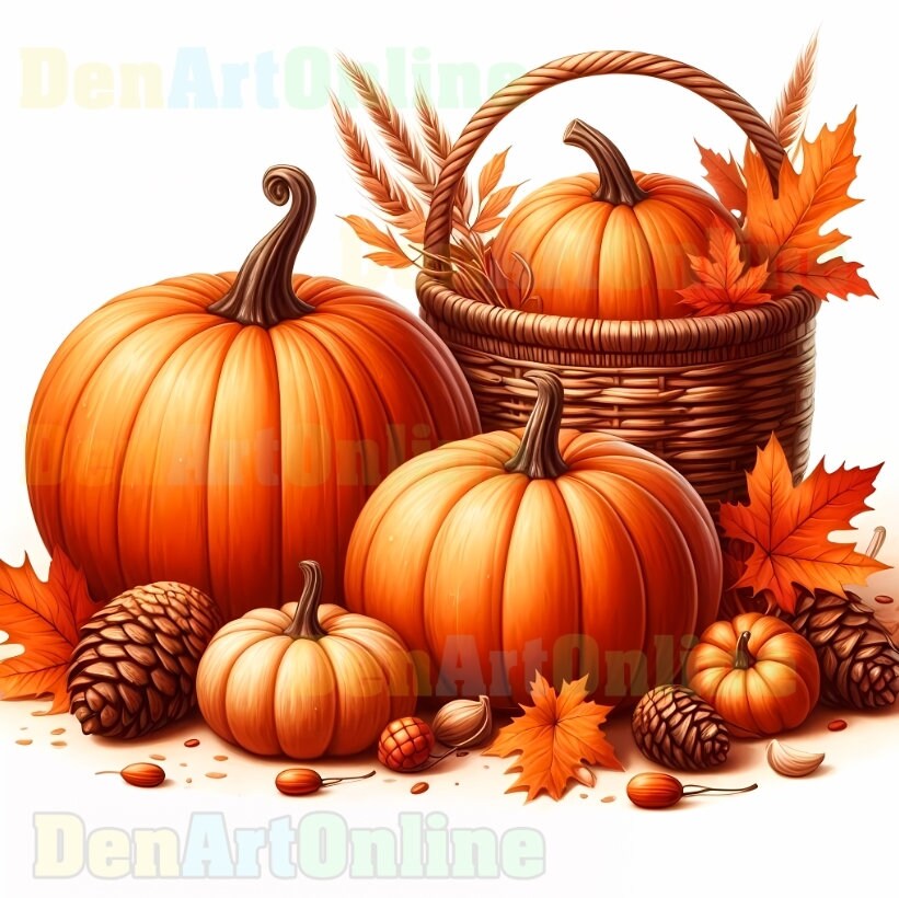 Pumpkin Clipart: Autumn Harvest Scenes (digital Download) - Etsy
