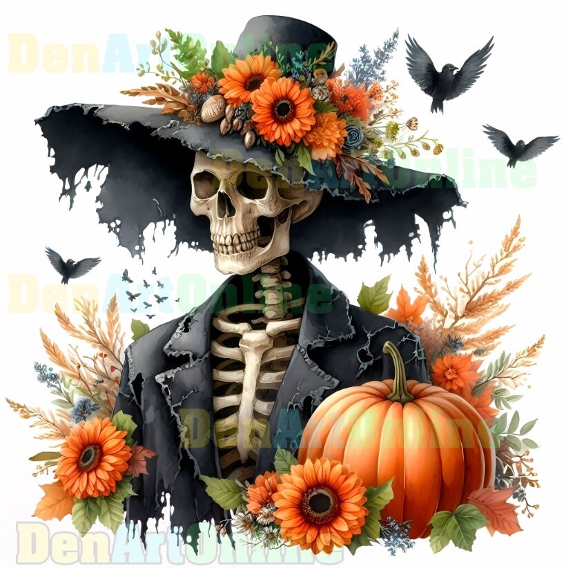 22 Halloween Skeleton Clipart, Skull Clipart, High Quality Jpgs, Autumn ...