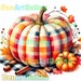 Plaid Pumpkin Clipart 24 High Quality 300 DPI Jpegs, Cozy Autumn ...