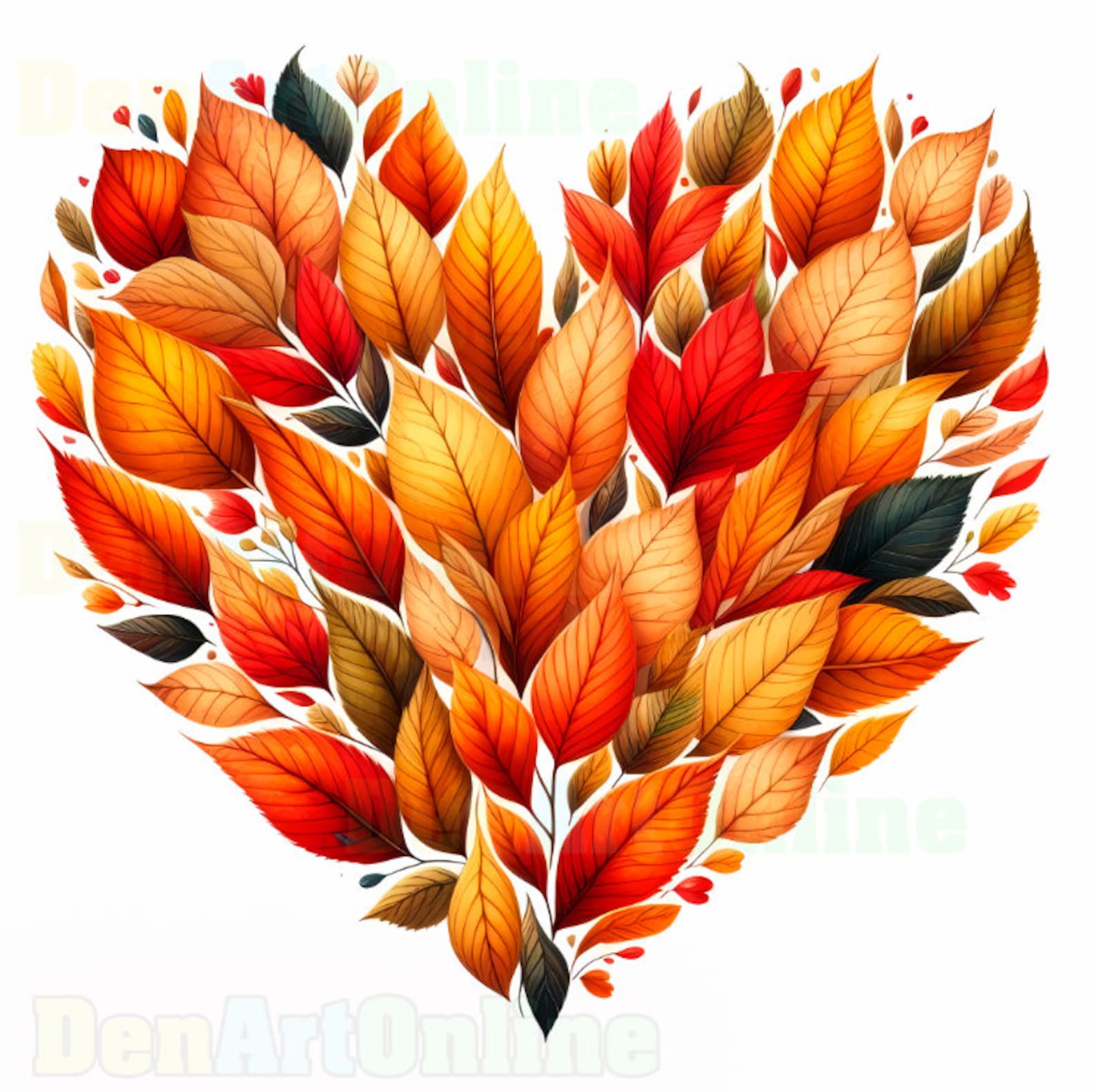 Autumn Leaves Heart Clipart: Fall Colors JPEG (digital Download) - Etsy