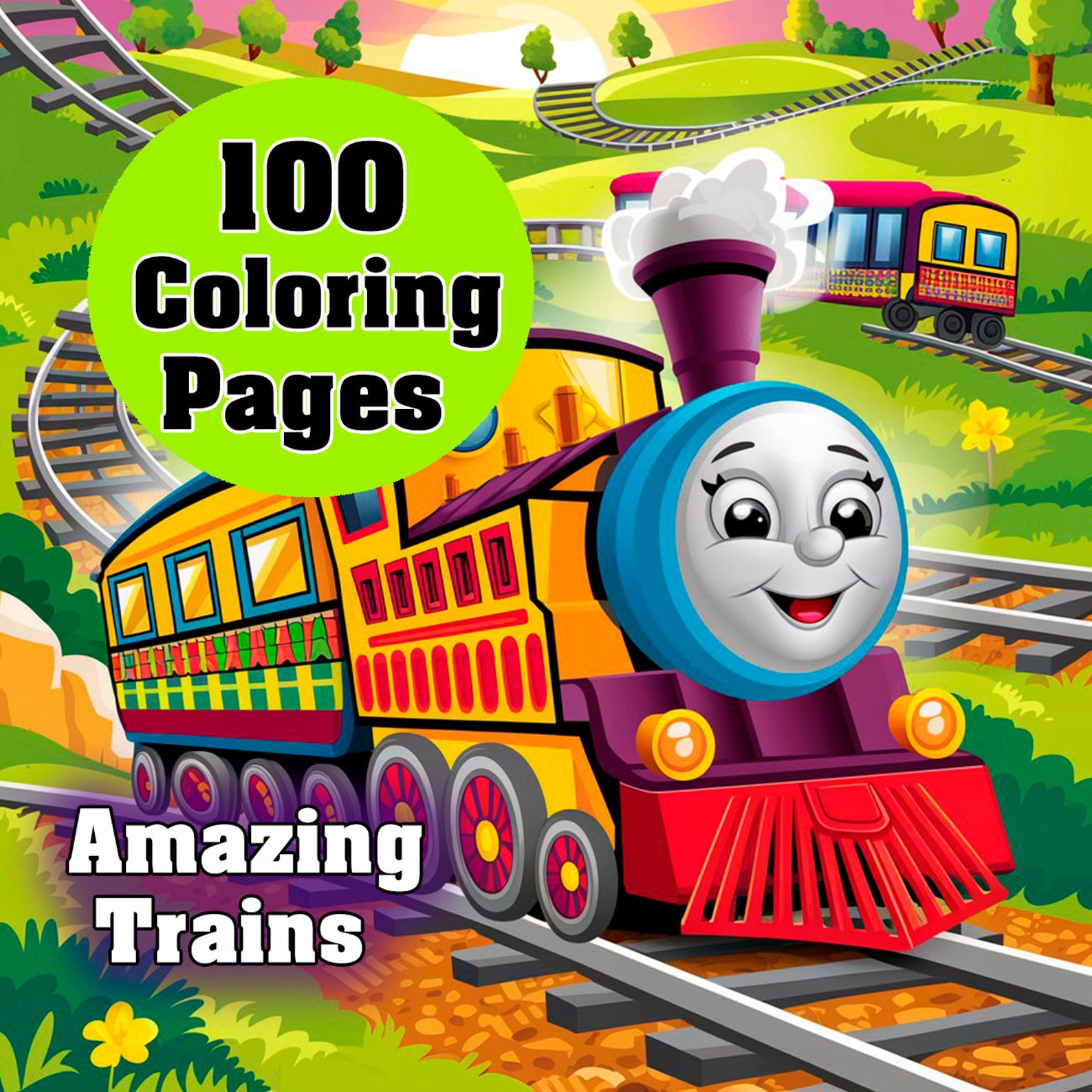 100 TRAIN Coloring Pages, Coloring Book for Train Lovers, Printable ...
