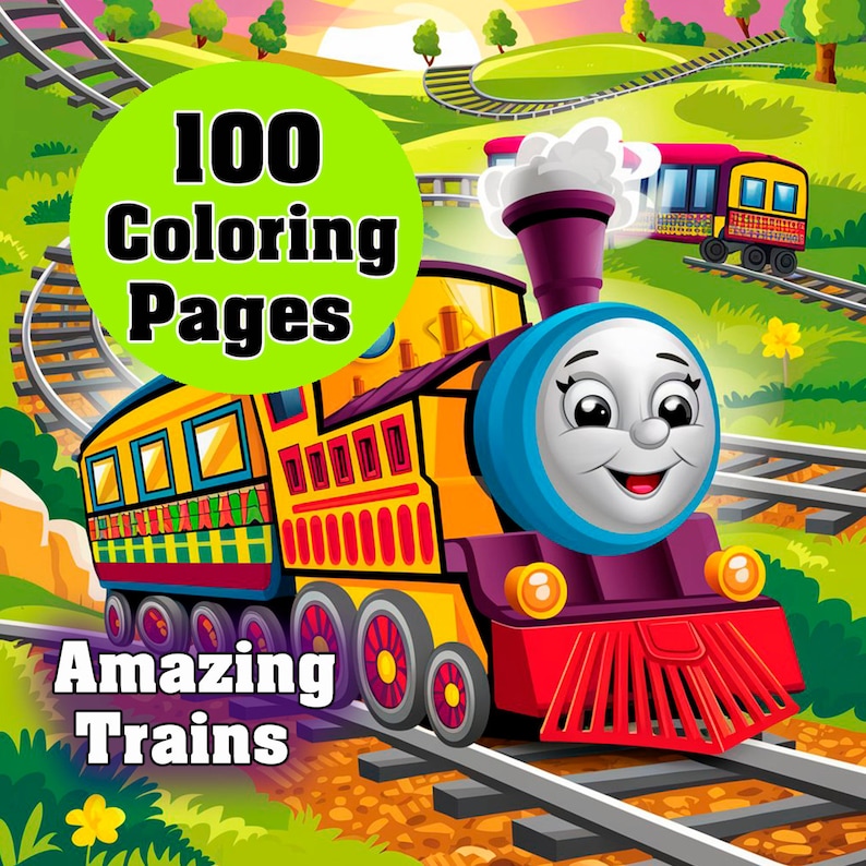100 TRAIN Coloring Pages, Coloring Book for Train Lovers, Printable ...