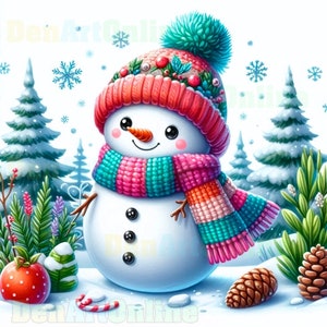 Cute Snowman Clipart, Adorable Snowman, 23 High-quality Designs, Winter ...