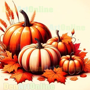 Pumpkin Clipart: Autumn Harvest Scenes (digital Download) - Etsy