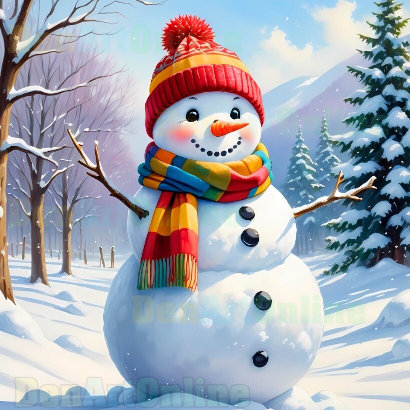 Fun Snowmen in Winter Scenery Clipart Bundle 10 High Quality Jpgs ...