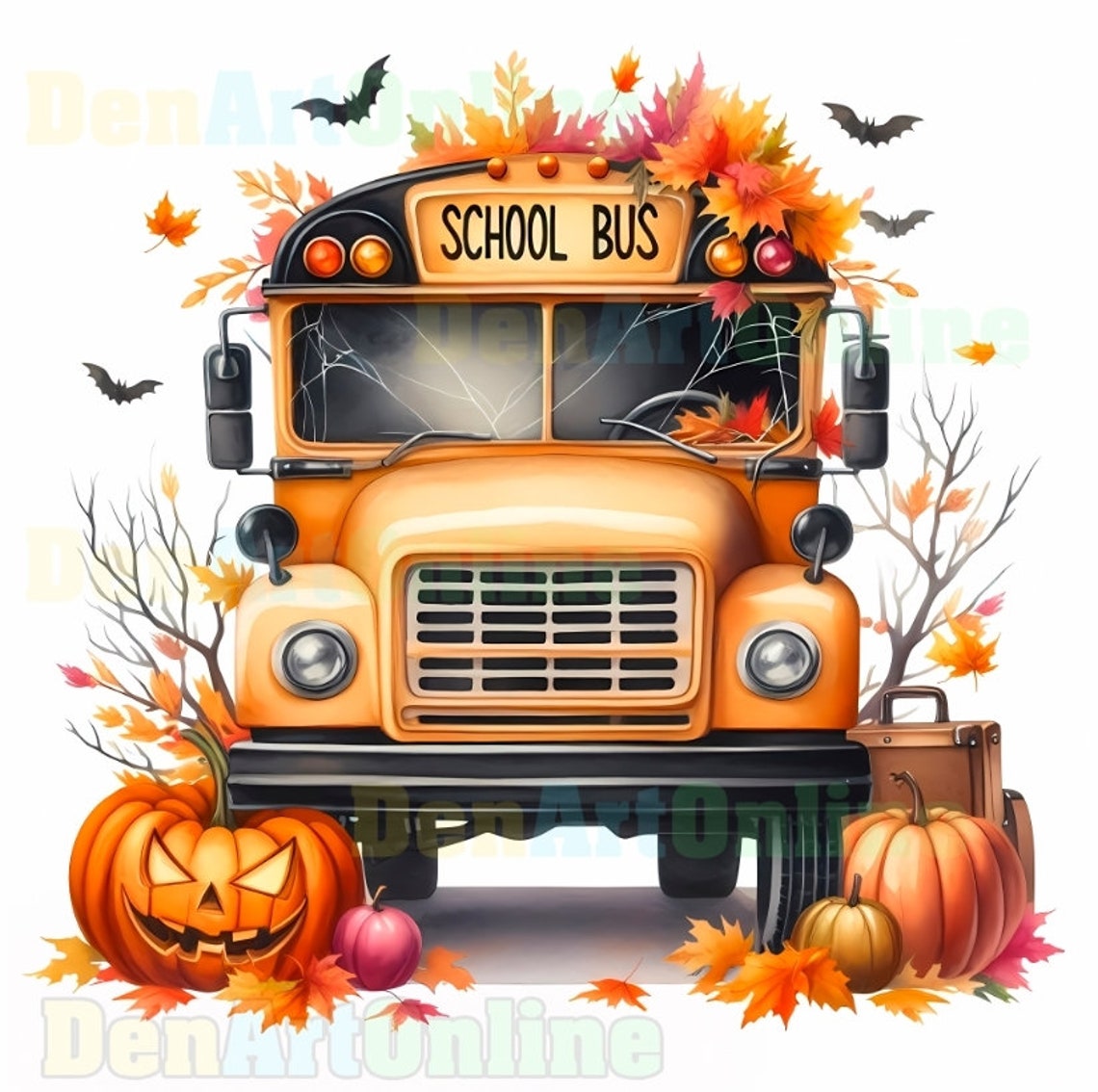 Halloween School Bus 21 Jpgs, Spooky School, Bus Clipart, Halloween ...