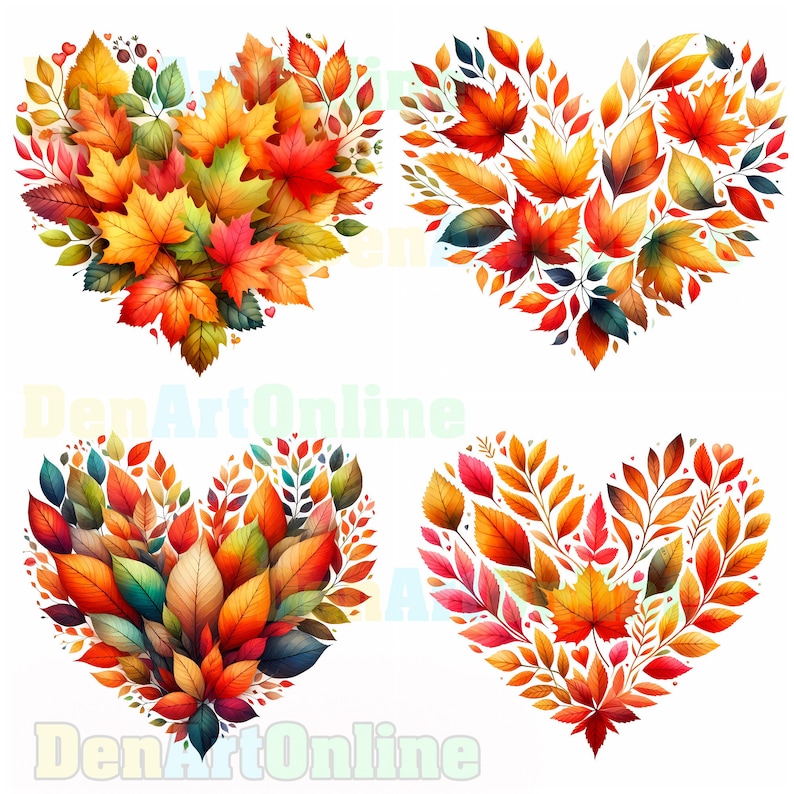 21 Autumn Leaves Heart Clipart, Fall Leaves Heart, High Quality Jpegs, Fall Leaves Clipart ...