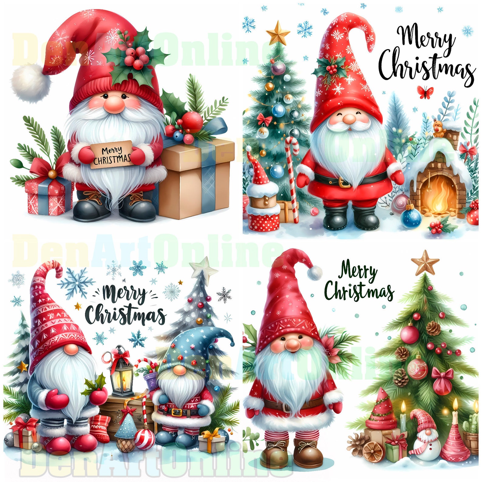 Merry Christmas Gnomes Clipart, 17 High Quality JPG, Snowman Gnomes ...