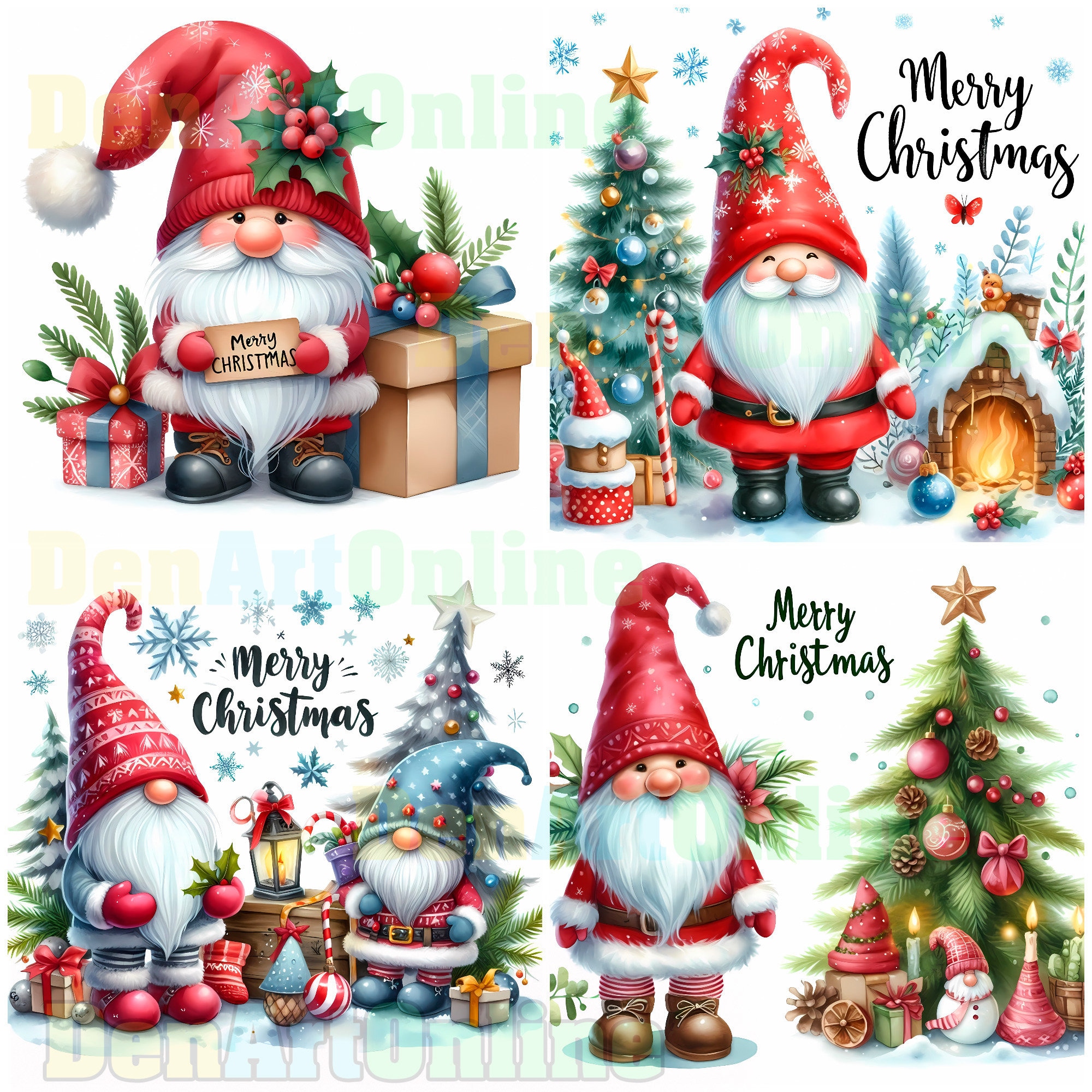 Merry Christmas Gnomes Clipart, 17 High Quality JPG, Snowman Gnomes ...