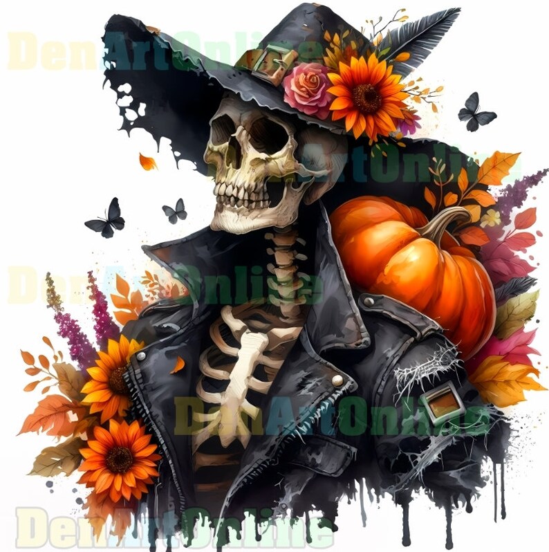 22 Halloween Skeleton Clipart, Skull Clipart, High Quality Jpgs, Autumn ...