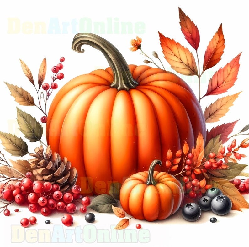 Autumn Pumpkin Clipart, 18 High Quality JPG, Fall Season, Thanksgiving ...