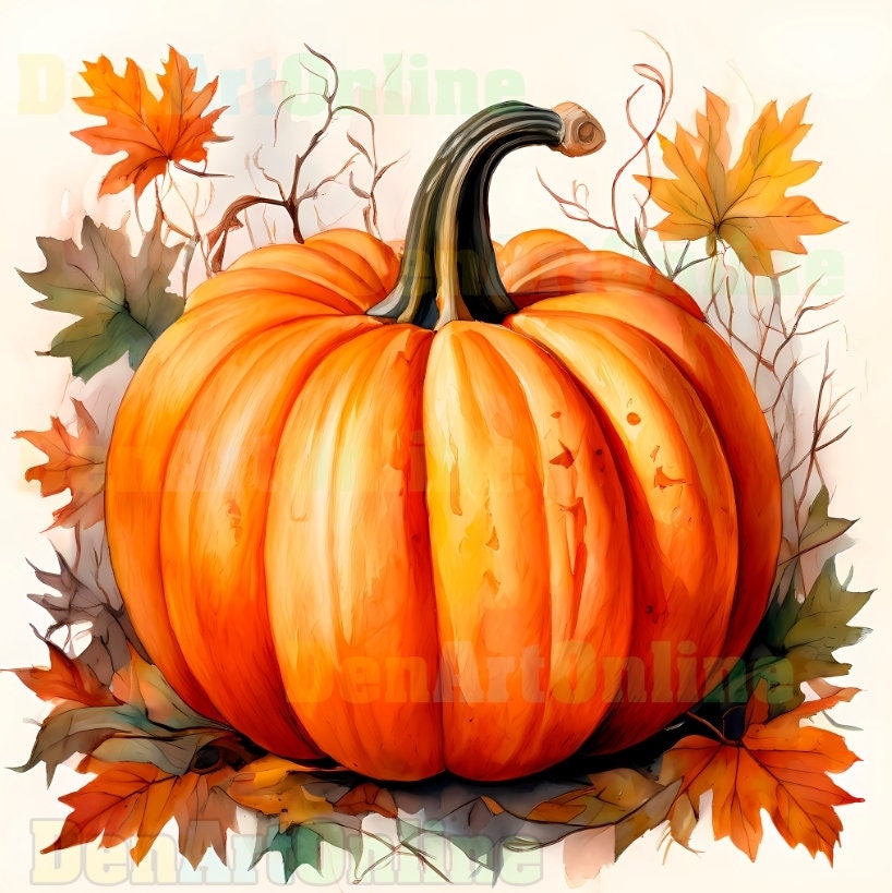 Watercolor Pumpkin Clipart Bundle: Fall Halloween Graphics (digital ...