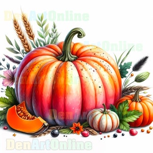 Autumn Pumpkin Clipart, 18 High Quality JPG, Fall Season, Thanksgiving ...