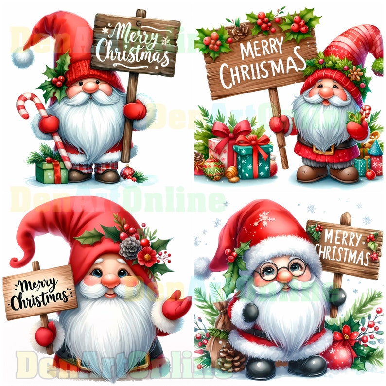 Merry Christmas Gnomes Clipart, 17 High Quality JPG, Snowman Gnomes ...