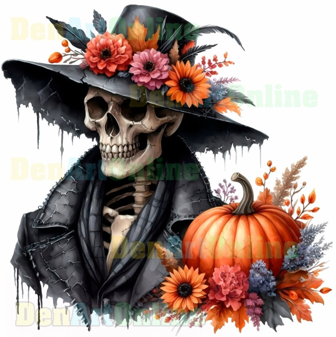 22 Halloween Skeleton Clipart, Skull Clipart, High Quality Jpgs, Autumn ...