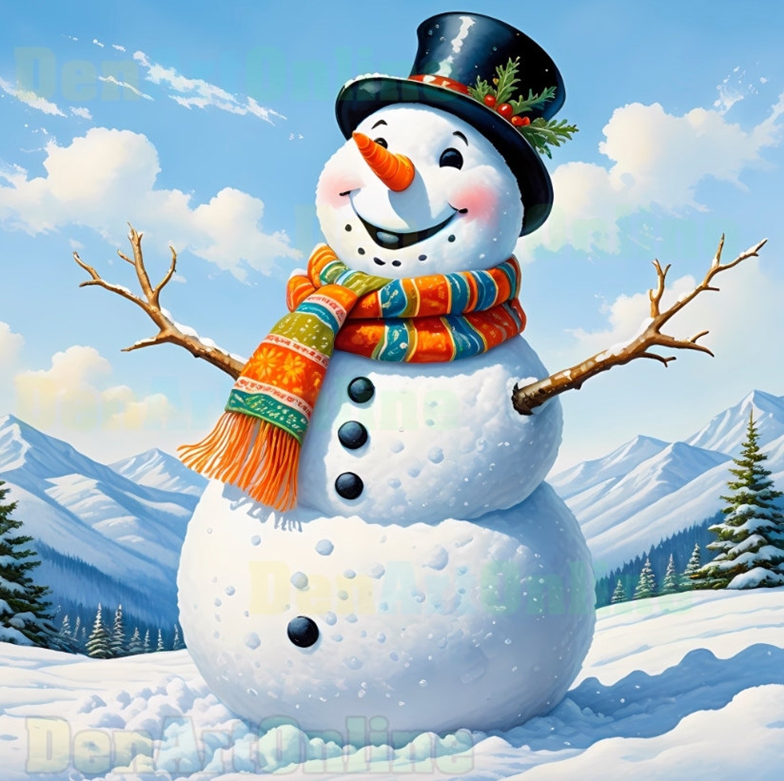 Fun Snowmen in Winter Scenery Clipart Bundle 10 High Quality Jpgs ...