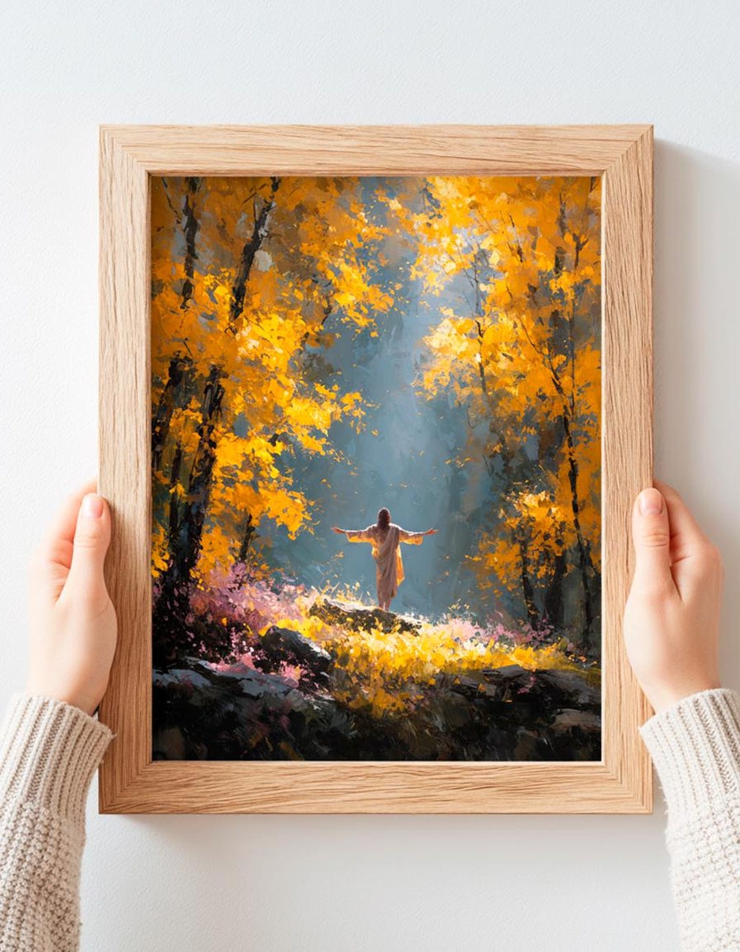 Jesus Christ in Autumn Forest, Christian Wall Art, Fall Season Bible ...