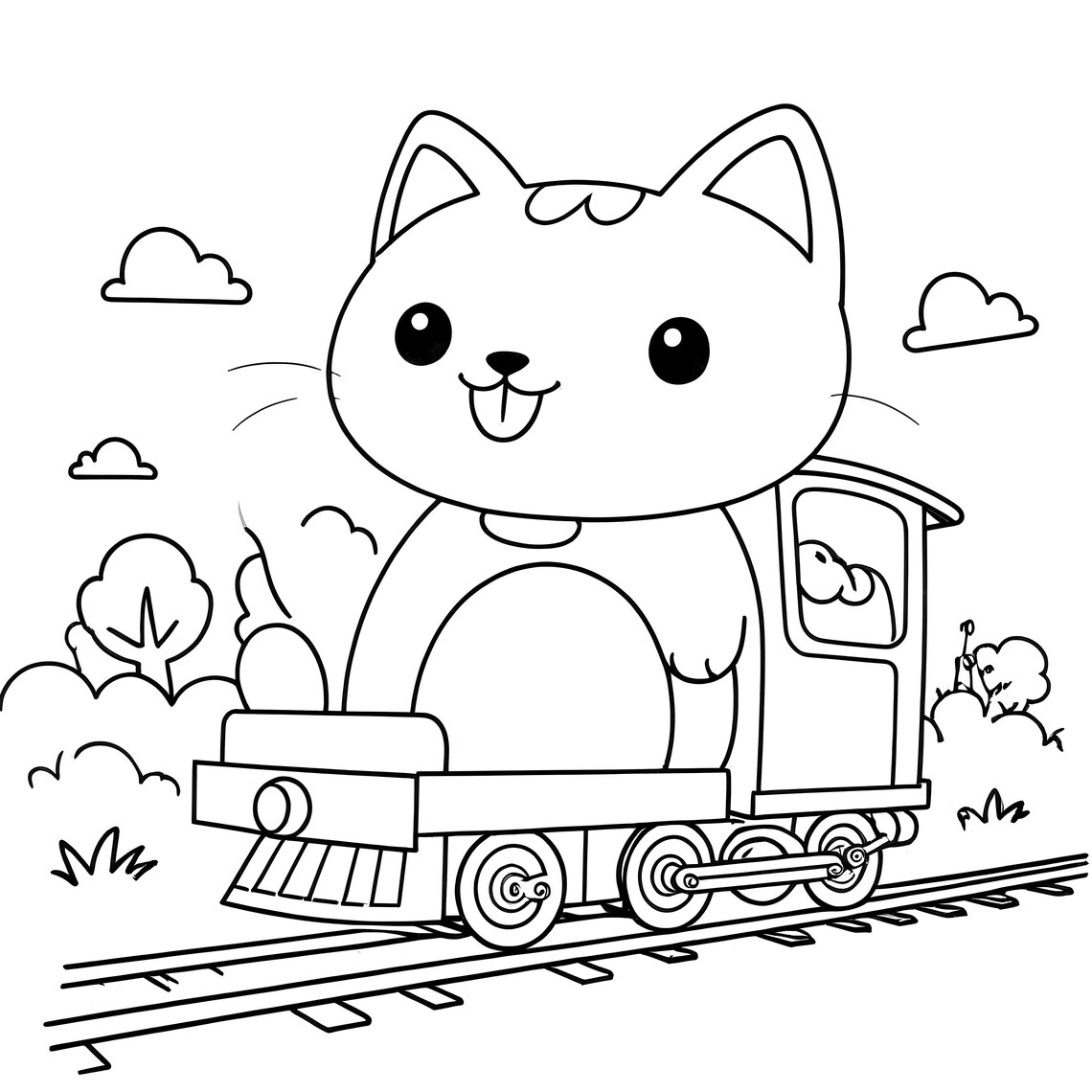 50 Printable Trains With Animals, Coloring Pages for Children, Train ...