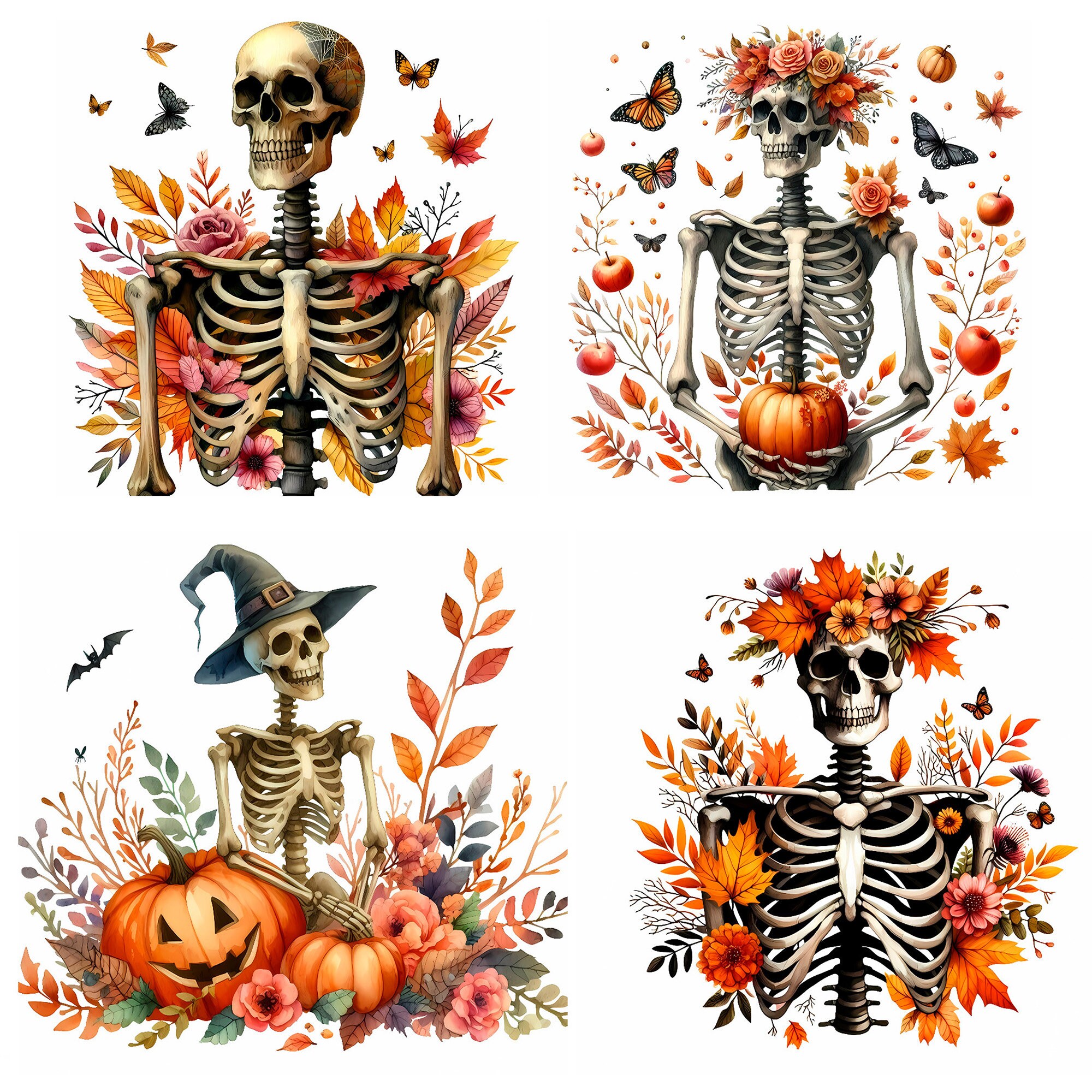 Halloween Skeleton 22 JPG - 300 DPI, Fall, Pumpkin, Spooky Season, the ...