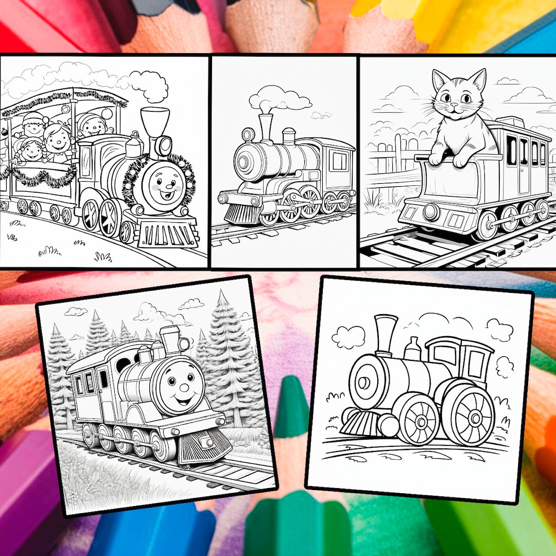Train Coloring Book for Kids: Over 50 Fun Coloring and Activity Pages ...
