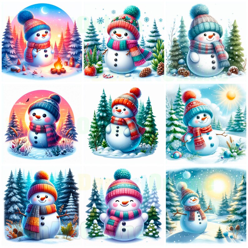 Cute Snowman Clipart, Adorable Snowman, 23 High-quality Designs, Winter ...