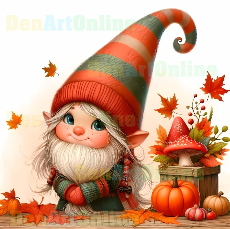 Autumn Gnome Girl Clipart, Cute Gnome 20 Jpgs, Gnome Halloween ...