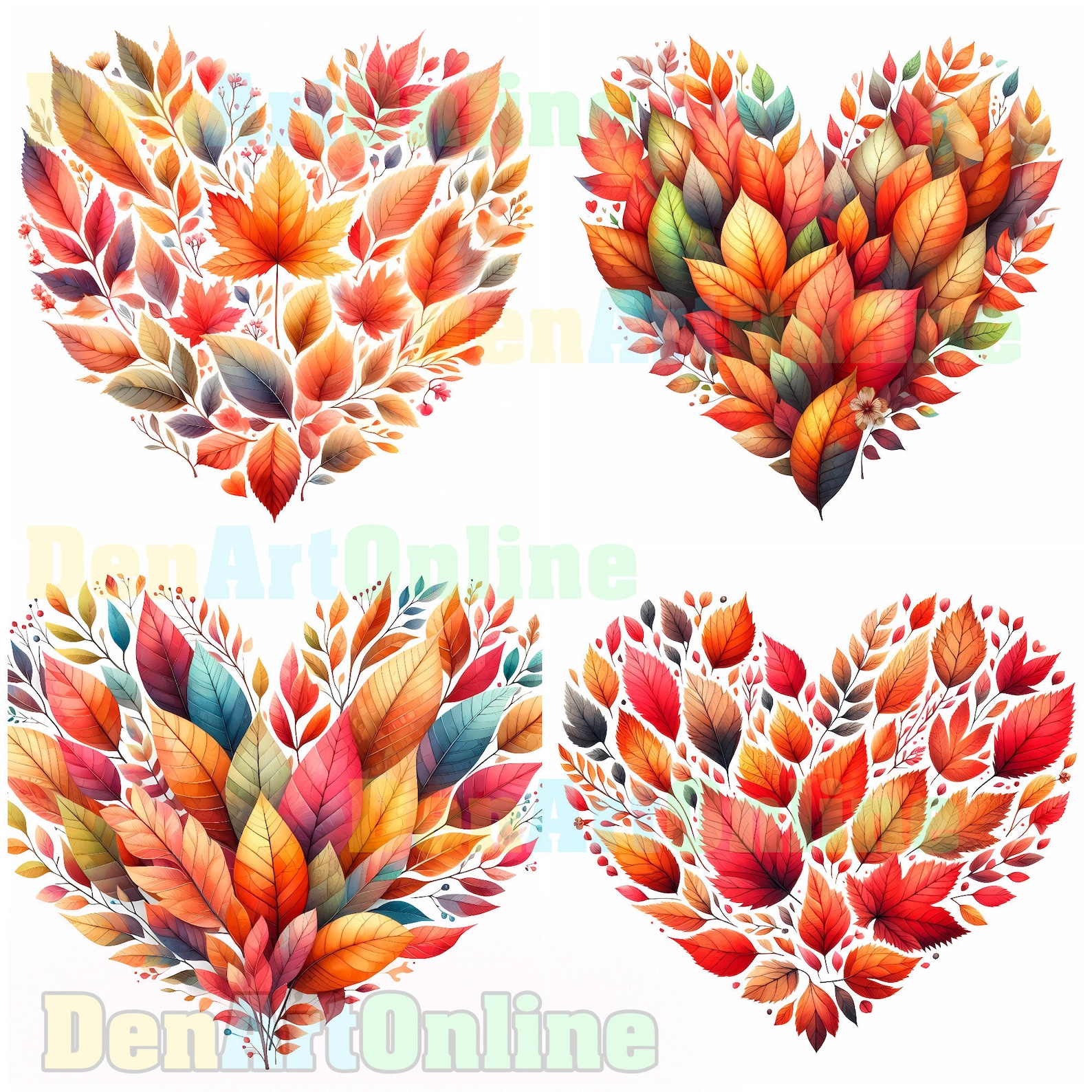 21 Autumn Leaves Heart Clipart, Fall Leaves Heart, High Quality Jpegs, Fall Leaves Clipart ...