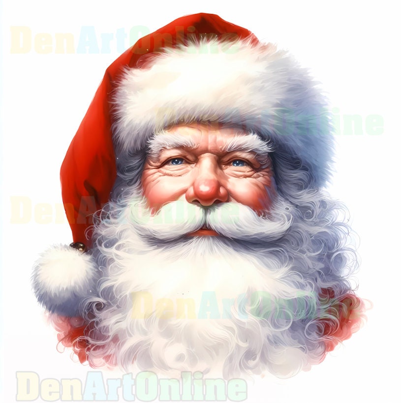 Portrait of Santa Claus Clipart Bundle 16 High Quality Watercolor JPG ...
