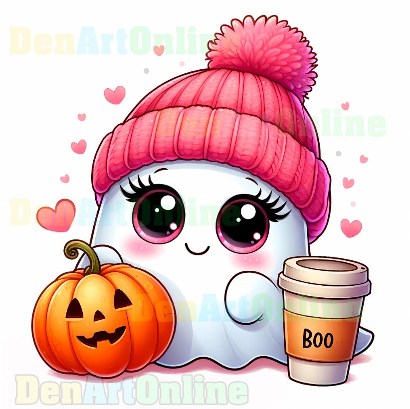 42 Cute Ghost Halloween Bundle, Cute Halloween Clipart JPG, Spooky ...