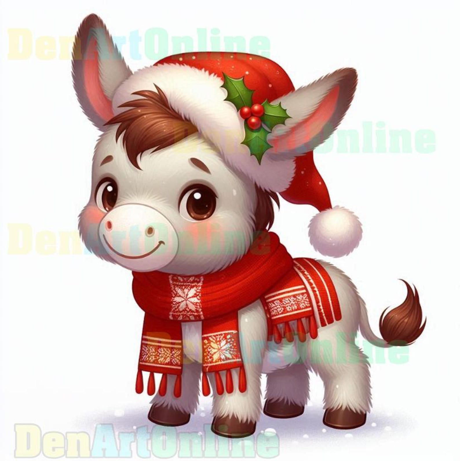 30 Cute Christmas Donkey Clipart, Festive Donkey, Printable Clipart ...