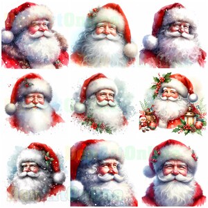 Portrait of Santa Claus Clipart Bundle 16 High Quality Watercolor JPG ...