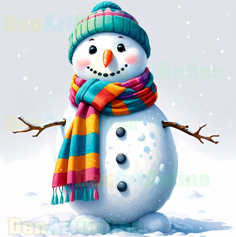 Fun Snowmen in Winter Scenery Clipart Bundle 10 High Quality Jpgs ...