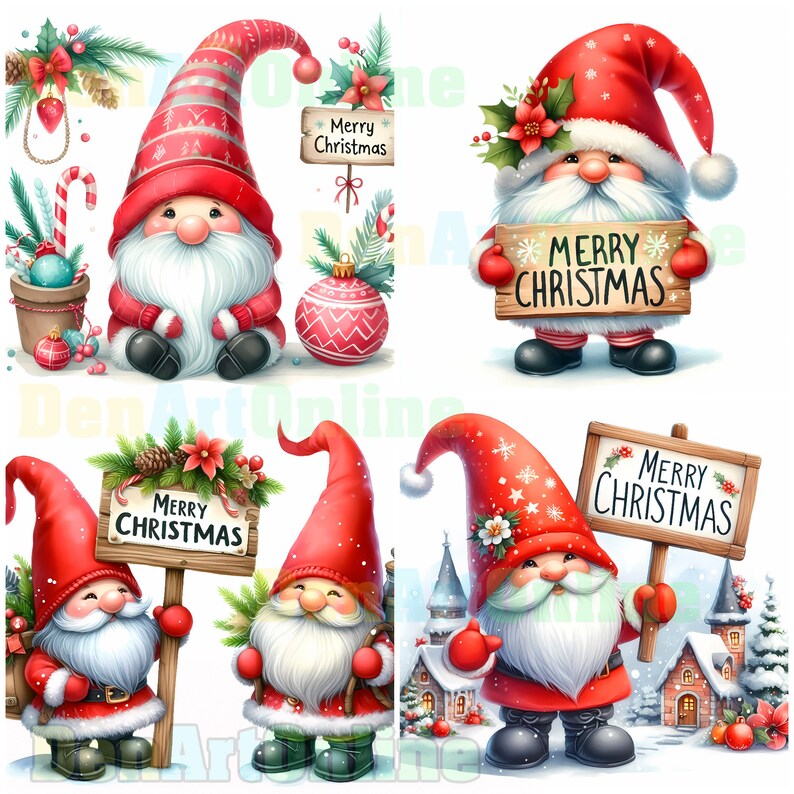 Merry Christmas Gnomes Clipart, 17 High Quality JPG, Snowman Gnomes ...