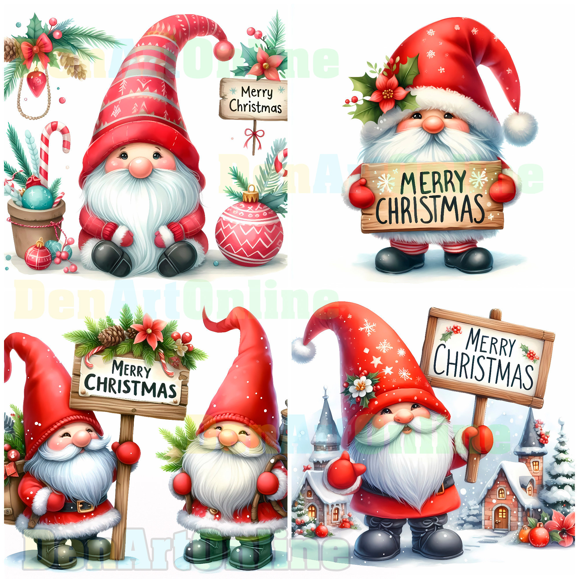 Merry Christmas Gnomes Clipart, 17 High Quality JPG, Snowman Gnomes ...