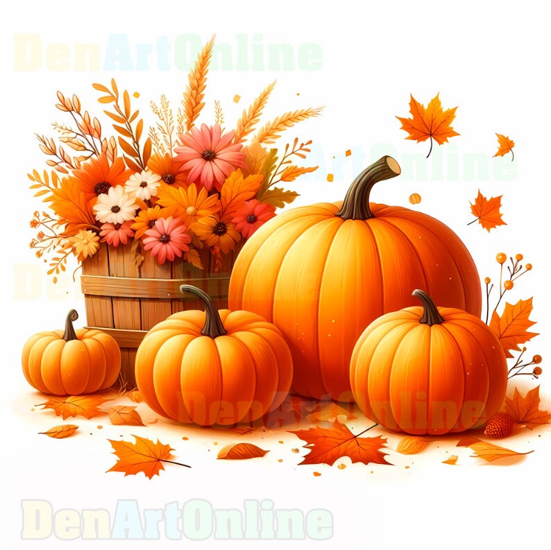Pumpkin Clipart: Autumn Harvest Scenes (digital Download) - Etsy