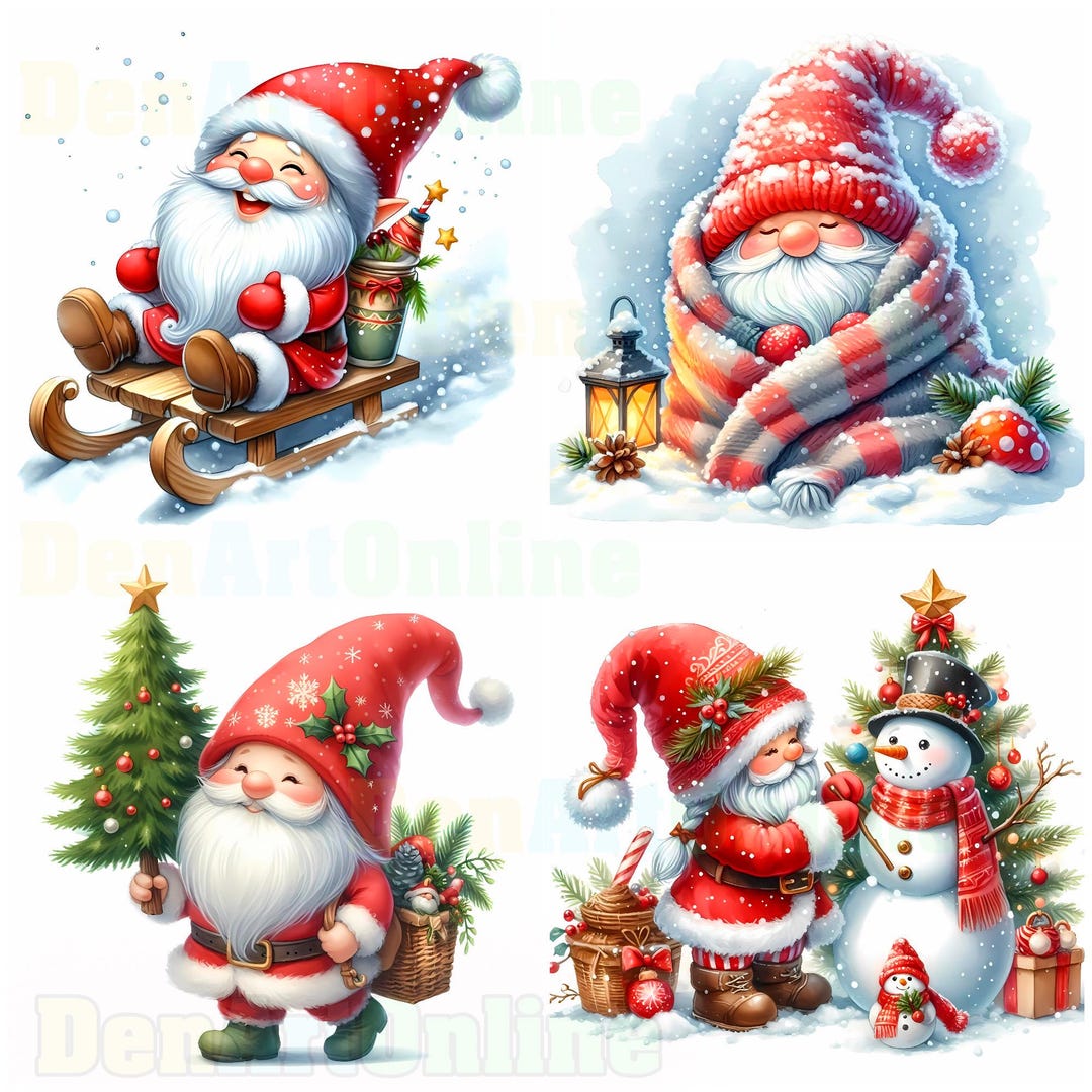 Christmas Gnome Clipart, 28 High-quality Designs JPG, Holiday Art, Cute ...