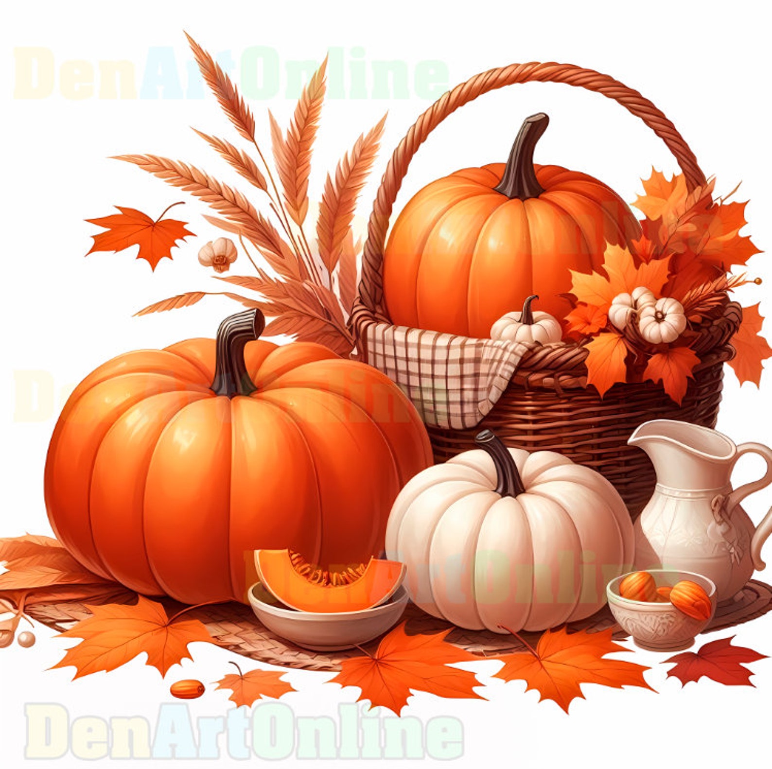 Pumpkin Clipart: Autumn Harvest Scenes (digital Download) - Etsy