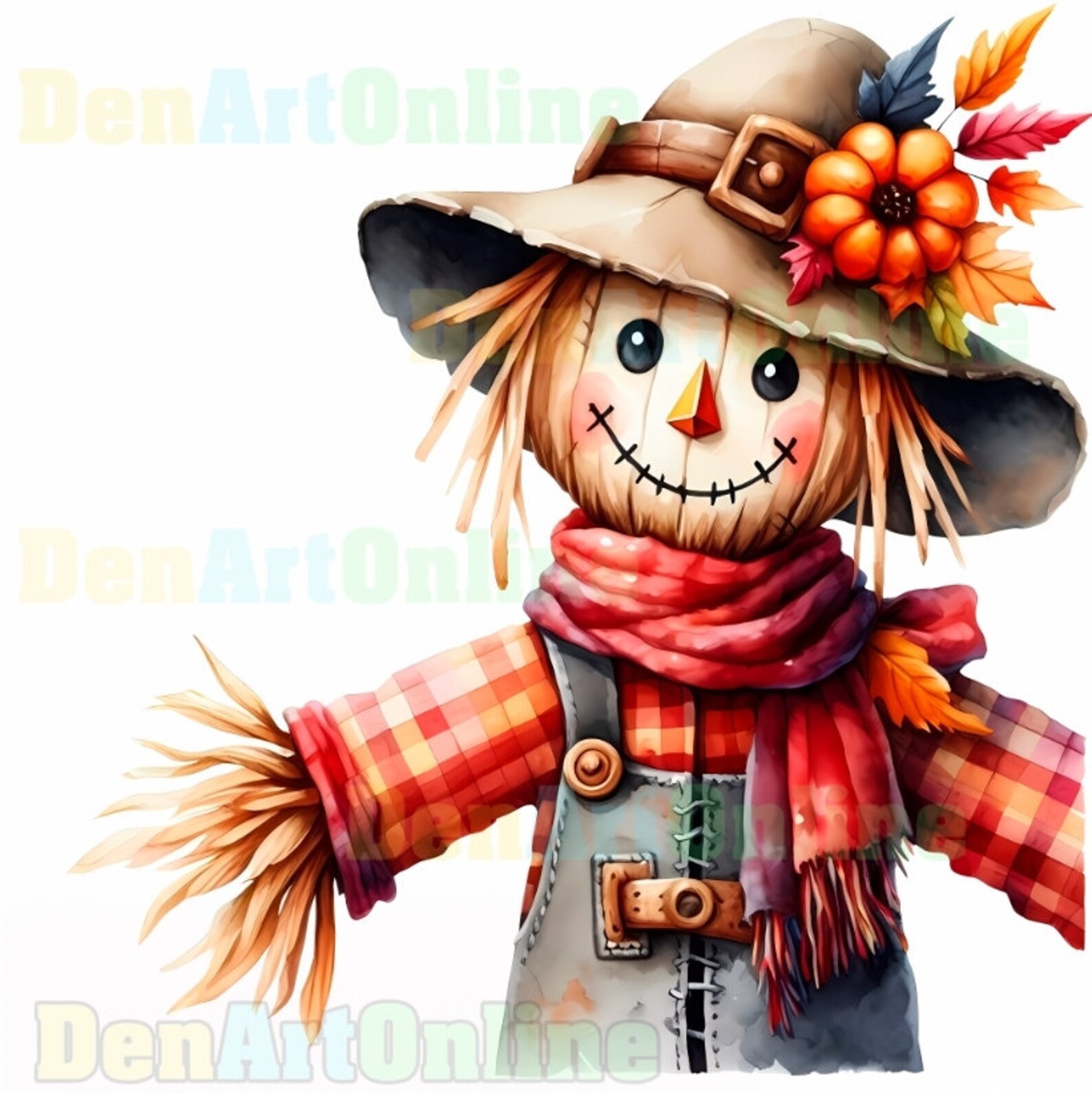 Cute Scarecrow Clipart Bundle, Fall Autumn Thanksgiving Clipart, 21 JPG ...
