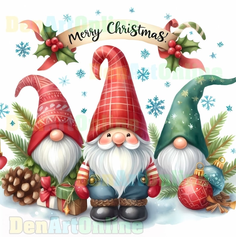 Merry Christmas Gnomes Clipart, 17 High Quality JPG, Snowman Gnomes ...