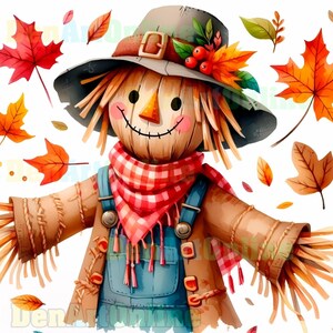 Cute Scarecrow Clipart Bundle, Fall Autumn Thanksgiving Clipart, 21 JPG ...